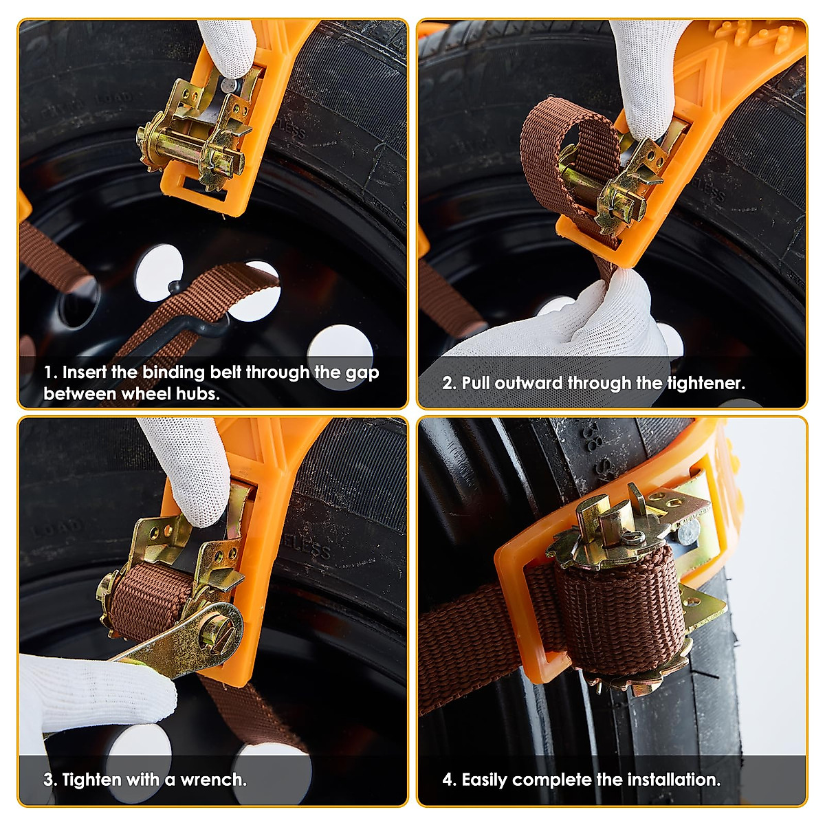 DEDC 10 PCS Car Snow Chains, Universal Fit Anti-Slip Car Chains,Winter Driving Security Chain, Emergency Thickening Anti Skid Snow Grips for SUV Car, Traction Mud Chain for Tire Width 7.2-11.6 Inches