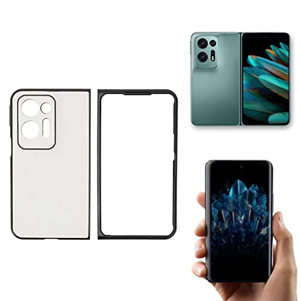 for Oppo Find N2 Shiny Phone Case, Ultra Thin and Slim Shockproof Protection Case, Anti Drop Foldable Phone Protective Cover for Oppo Find N2 (White)