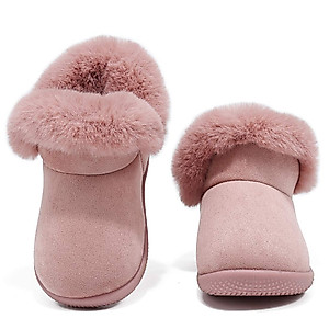 KEESKY Baby Girl Winter Boots Pink Winter Warm Shoes Fur Lined Toddler Size 5 M