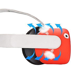 Silicone Covers Sets 3 pcs for Oculus Quest 2 - Face Pad Mask & Lens Cover Caps & Soft VR Shell Case Protected,Sweatproof Lightproof Anti-Leakag Designed by X-Super Home (Red)