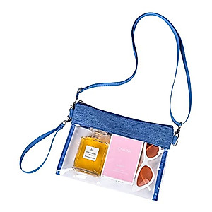 USPECLARE Clear Crossbody Purse Bag Stadium Approved Clear Tote Bag for Work Concert Sports(Blue)