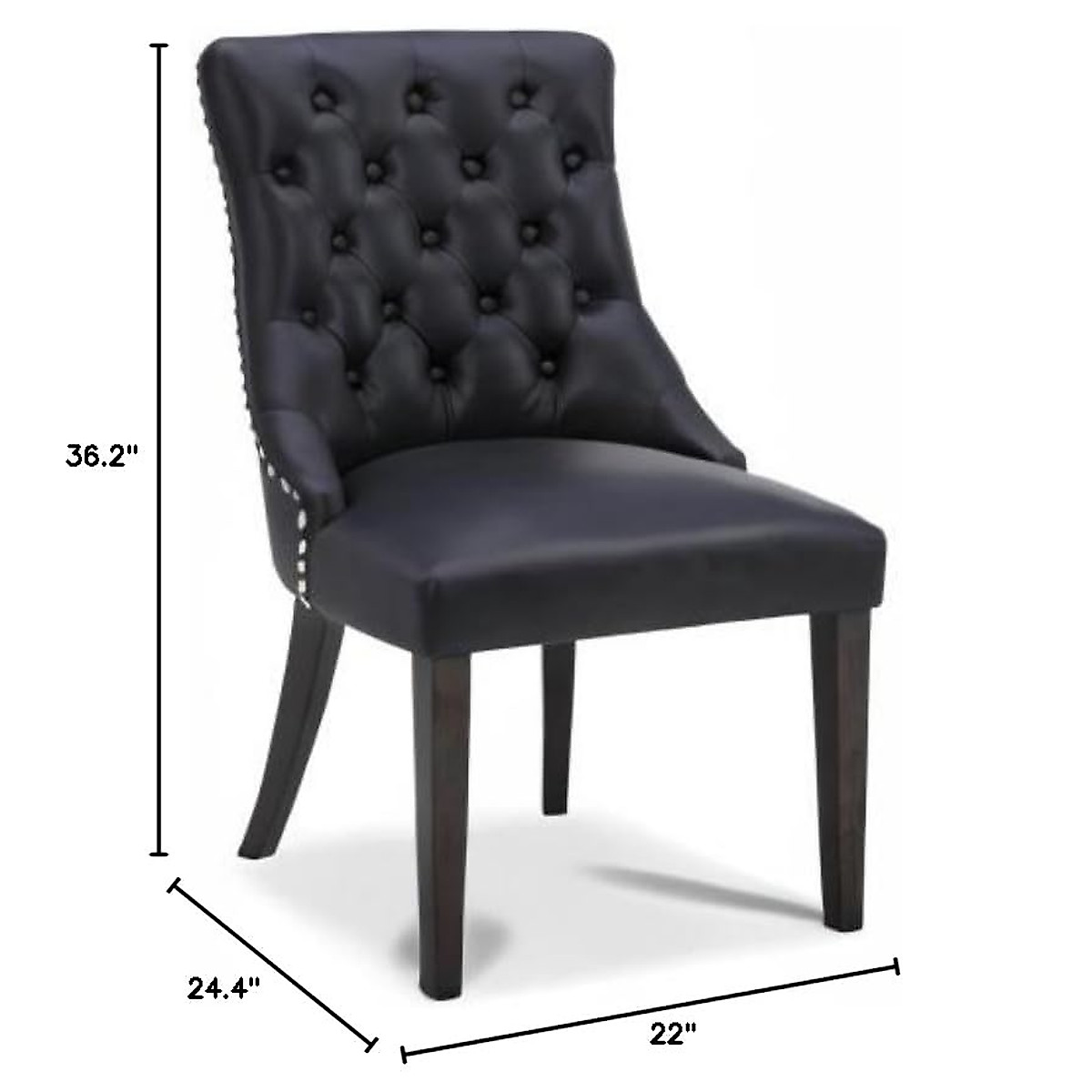 CHITA Farmhouse Tufted Dining Chairs, Modern Upholstered Chairs, Faux Leather High Back Dining Room Chairs Set of 2,Black