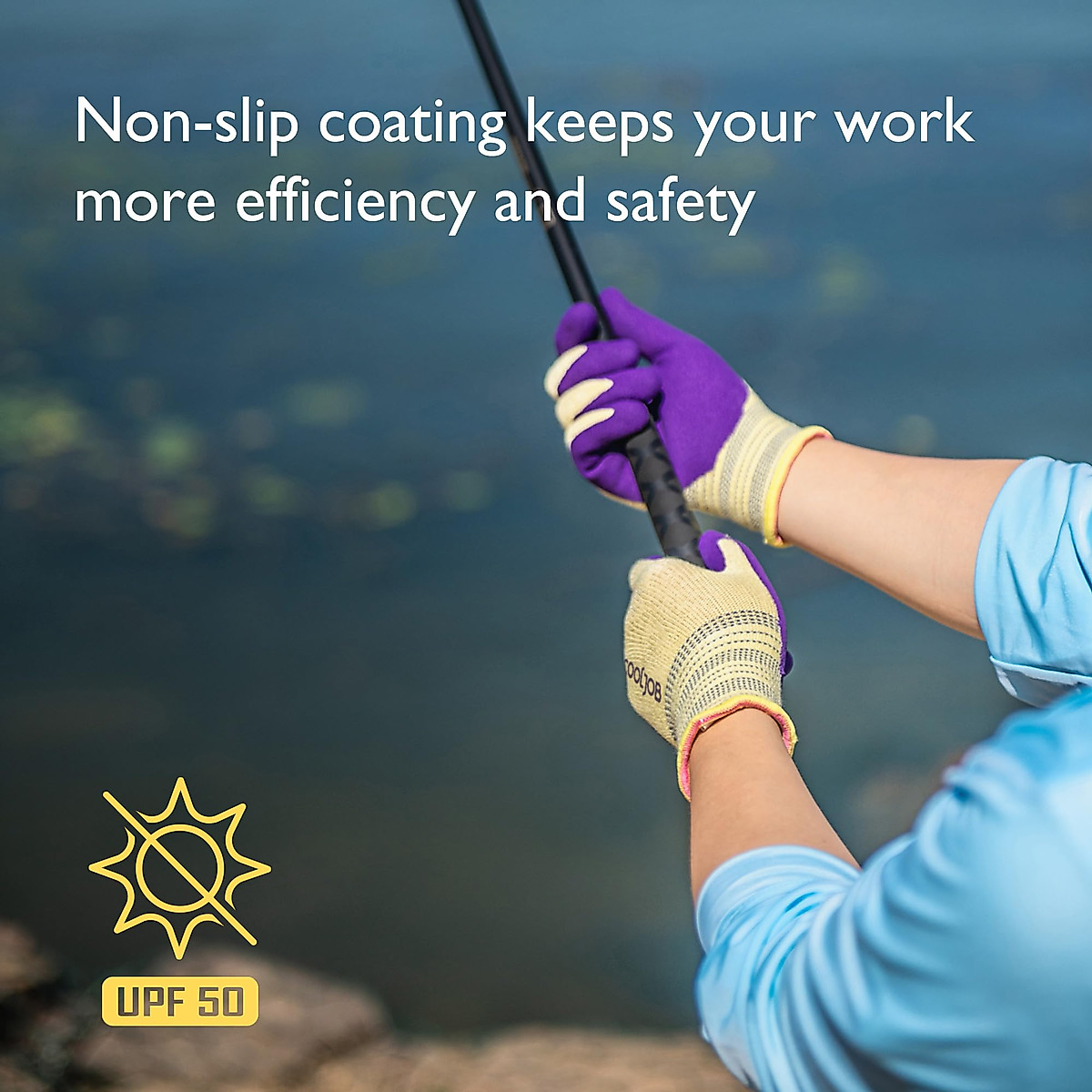 COOLJOB 2 Pairs Breathable Gardening Gloves for Women Large, Stretch Soft Modal Base with Non-slip Rubber Coating, Palm Dipped Grip Work Gloves for Gardener Worker in Lawn Yard Factory Garden