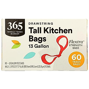 365 by Whole Foods Market, Bag Kitchen Tall Drawsting Flextra 13 Gallon, 60 Count