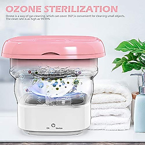 Portable Washing Machine，Ultrasonic Ozone sterilization，Foldable Mini Small Washer for Underwear or Small Items Washing Baby Clothes，Suitable for Apartment Dorm,Travelling，Best Gift Choice Pink