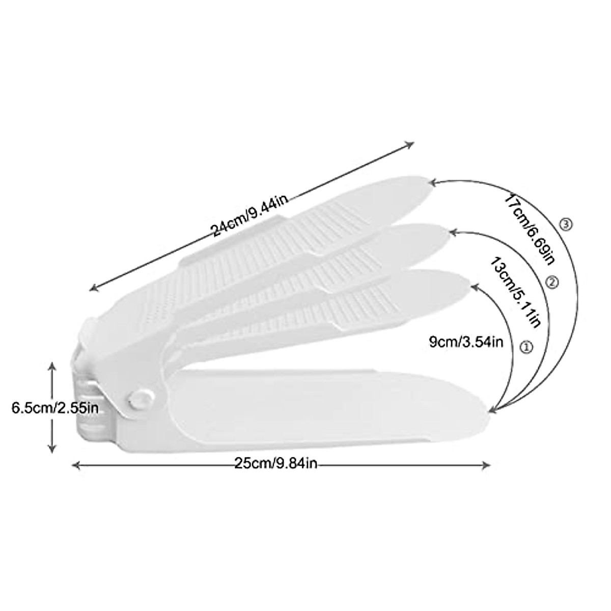 Adjustable Shoe Stacker - Adjustable Double Layer Storage Shoe Organizer Holder - Shoe Storage Holder 3-Level for Kids Shoes Sneakers High Heels Tmay