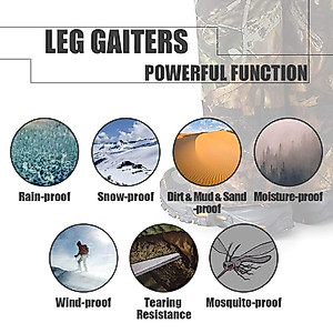 Yundxi Camo Legging Gaiters Waterproof Snowboard Boots Cover Trekking Shoes Gaitors for Walking Camping Outdoor Living Desert