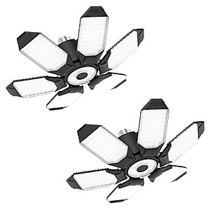AYSEMO Garage Light Bulb 100W 10000LM Light Bulbs LED with 5 Adjustable Panels, E26/E27 Garage Led Lights Screw in 6000k Daylight Garage Lights Ceiling LED for Barn Attic Warehouse-2 Pack