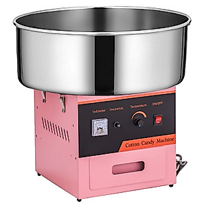 Commercial Cotton Candy Machine Electric Cotton Candy Floss Maker - 110V for the Perfect Party Favor for Birthdays, School function, or Social Events.（Pink） (Without wheels, Pink)