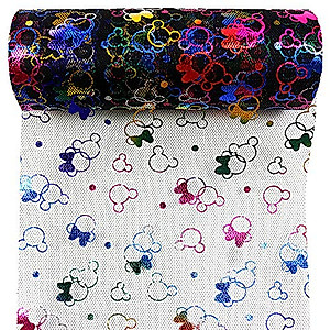 Yuanchuan Cartoon Glitter Tulle Rolls 6 inch x 10 Yards (30 feet) for Table Runner Chair Sash Bow Pet Tutu Skirt Sewing Crafting Fabric Christmas Wedding Unicorn Halloween Party Gift Ribbon (Black)