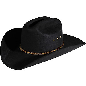 Enimay Western Cowboy & Cowgirl Hat Pinch Front Wide Brim Style (Large | X-Large, Faux Felt Black)