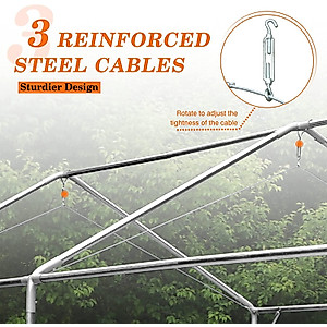 PHI VILLA 10x20 ft Heavy Duty Carport Car Canopy Garage Extra Storage Shelter Boat Party Tents Shed with Removable Sidewalls and Doors, Beige