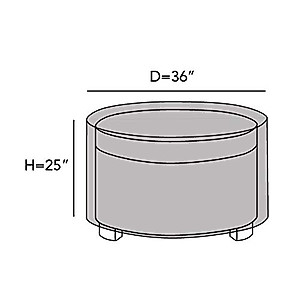 Covermates Outdoor Round Ottoman Cover - Water Resistant Polyester, Drawcord Hem, Mesh Vents, Seating and Chair Covers, 36DIAMETER x 25H, Charcoal