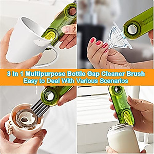 XANGNIER 3 in 1 Multipurpose Bottle Gap Cleaner Brush,3 Pack Cup Cover Cleaning Brush,Cup Crevice Cleaning Tools,Water Bottle Cleaner Brush,Home Kitchen Cleaning Tools