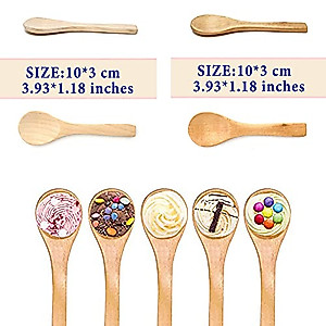 Small Wooden Spoons 50 PCS Mini Wooden Spoons for Body Scrubs/Sugar Scrubs/Spices/Ice Cream/Bath Salts, 3.93inch Little Wooden Spoons