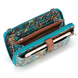 Sakroots Large Smartphone Crossbody, Teal Treehouse