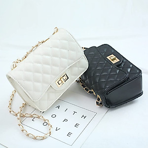 Jopchunm Designer Handbags Small Crossbody Bags Clutch White Leather Quilted Purse for Women