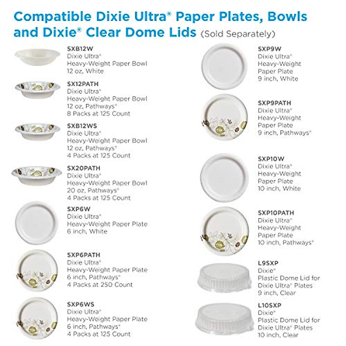 Dixie Ultra 6" Heavy-Weight Paper Plates by GP PRO (Georgia-Pacific), White, SXP6W, 1,000 Count (250 Plates Per Pack, 4 Packs Per Case)