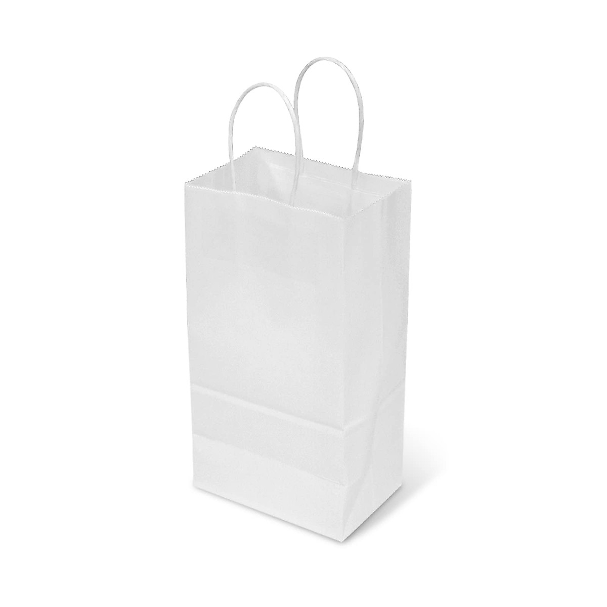 TOWRAP Small White Paper Bags 100Pcs 5.25x3.75x8 Inch Gift Bags with Handles Bulk,Party Bags, Shopping Bags,Retail Bags,Merchandise Bags,Favor Bags,Business Bags
