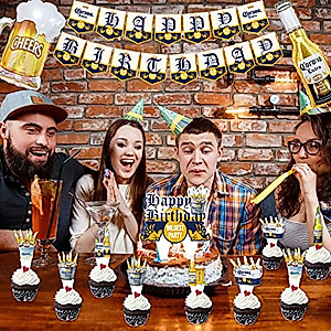 Drivoat 34 Pcs Corona Beer Themed Party, Birthday Party Balloon Decorations, Include Cupcake Decoration , Happy Banner, Aluminum Film latex suit (golden)