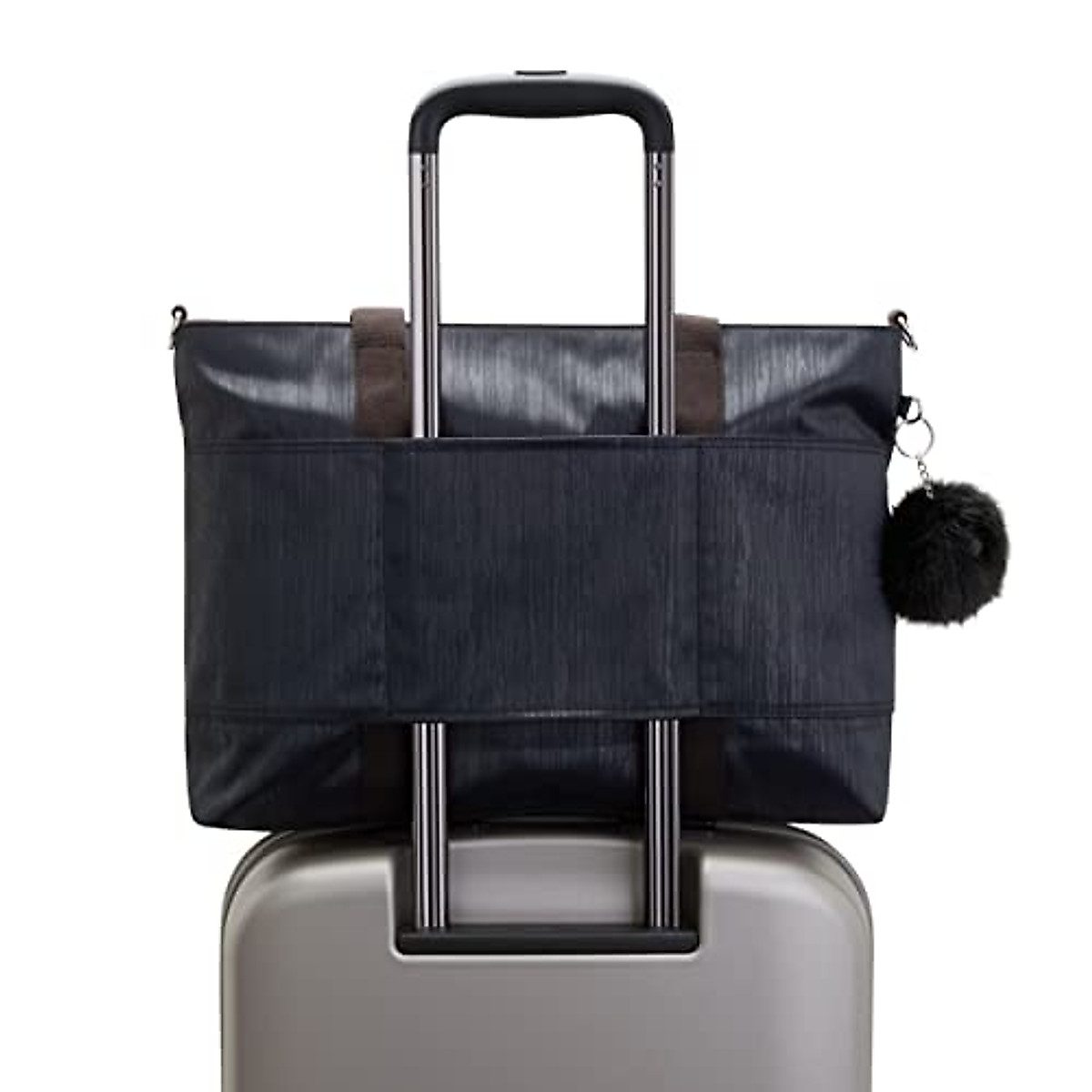 Kipling Womens Women's Natalie Bag, Adjustable, Removable Crossbody Strap, Dual Carry Handles, Nylon Handbag Tote Bag, Sparkling Slate, 16.75 L x 12 H 5 D US