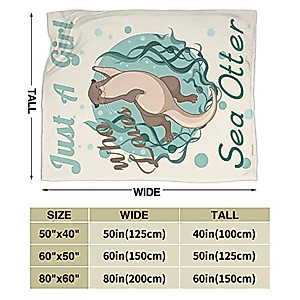 Sea Otter Throw Blanket Soft Flannel Blanket Lightweight Microfiber Blanket for Room Bed Sofa 50"X40" Inches