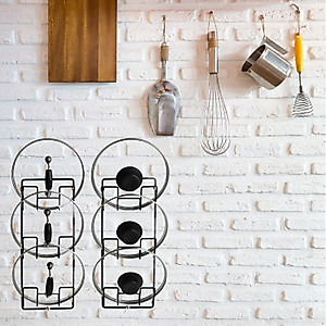 Cokorgue Pot Lid Organizer for Cabinet Door No Drilling, Pot Lid Holder for Kitchen Organization & Storage, 2 Pack Black