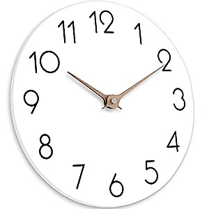 cicininc 12 Inch Wall Clock - Wooden Silent Wall Clocks Battery Operated Non Ticking, Modern Simple Clock for Bathroom, Office, Bedroom, Home, Kitchen, Living Room(12"-White)