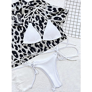 YIMISAN Sexy Two Piece Swimsuit fo Women Sexy Swimwear Halter String Triangle Thong Bikini Sets White
