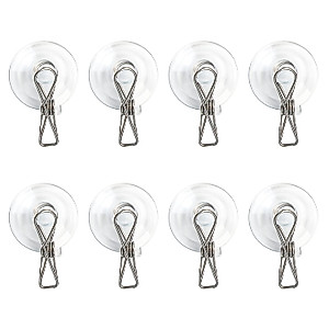 AUEAR, 8 Pack Suction Cup Clips Plastic Round Sucker Clamps Holder for Hanging Home Office Bathroom Accessories 45mm