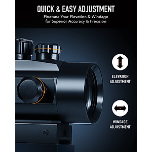 Pinty Tactical 1x40mm Reflex Red Green Dot Sight Riflescope, 4 MOA Rifle Optic Sight, Fits 20mm Picatinny Weaver Rail