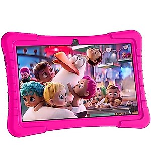 Kids Tablet, 10 inch Tablet for Kids Android 12 Tablet 2GB 64GB Toddler Tablet APP Preinstalled & Parent Control Children Tablet with WiFi, 8000mAh Battery, Dual Camera, Netflix, YouTube(Pink)
