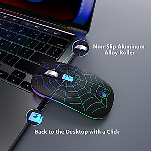 HOTLIFE Wireless Mouse，Wireless Bluetooth Mouse for Laptop - LED Computer Mice (Bluetooth 5.1 +USB) - Rechargeable Mouse - 2.4G Portable Tpye-c Mouse - Wireless Mouse for PC, Mac OS, Android, Windows