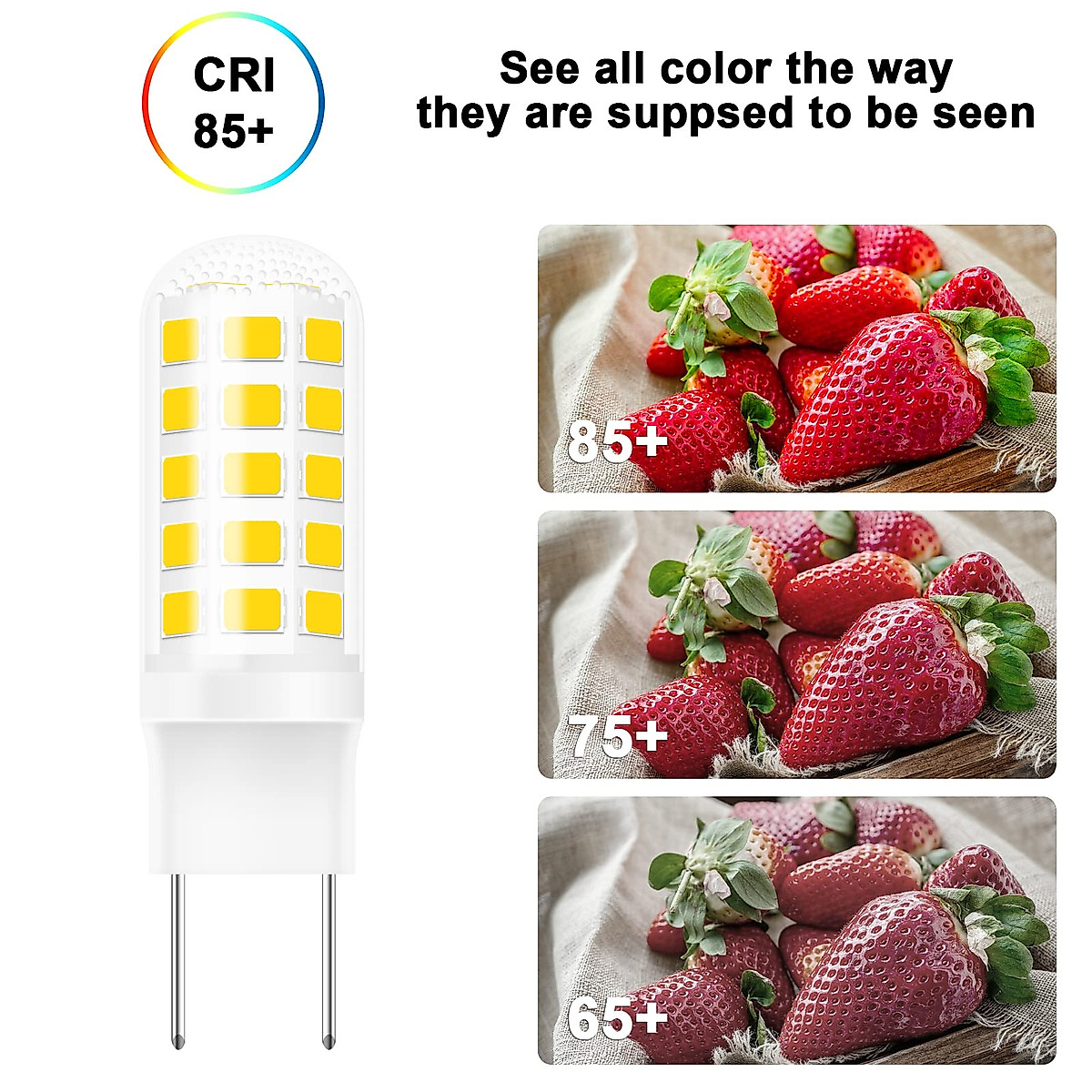 Gaormii G8 Led Bulb Dimmable, 35W Halogens Equivalent, T4 JCD Type Bi-Pin Base, 3000K Warm White G8 Bulb for Under-Cabinet Light, Under Counter Light, Under-Microwave Light, 120V 4W 360LM, 6 Pack