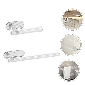 BUGUUYO 2pcs Nail Towel Rack Kitchen Towel Bar Towel Rack for Bathroom Hand Towel Bar Bathroom Towel Holder Bath Towel Hanger Kitchen Hand Towel Holder Towel Ring Acrylic Transparent