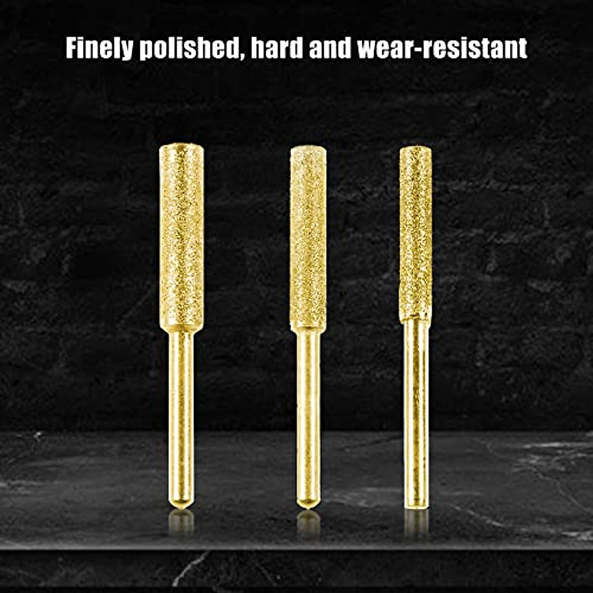 JOJOCY 54 Pcs Diamond Chainsaw Sharpener Bits in 3 Sizes 5/32,3/16, 7/32 inch,Titanium Plated Burr Stone File Wheels Polishing Grinding Tool for Electric Gold Chain Saw Jewelry Stone