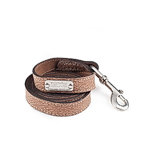 Mighty Paw Leather Dog Leash - Genuine Material - Premium Leash - Suitable for All Pet Sizes - Dog Show Lead Thin - Distressed Genuine Leather Leash - 5 ft Heavy Duty Dog Leash - (Light Brown)