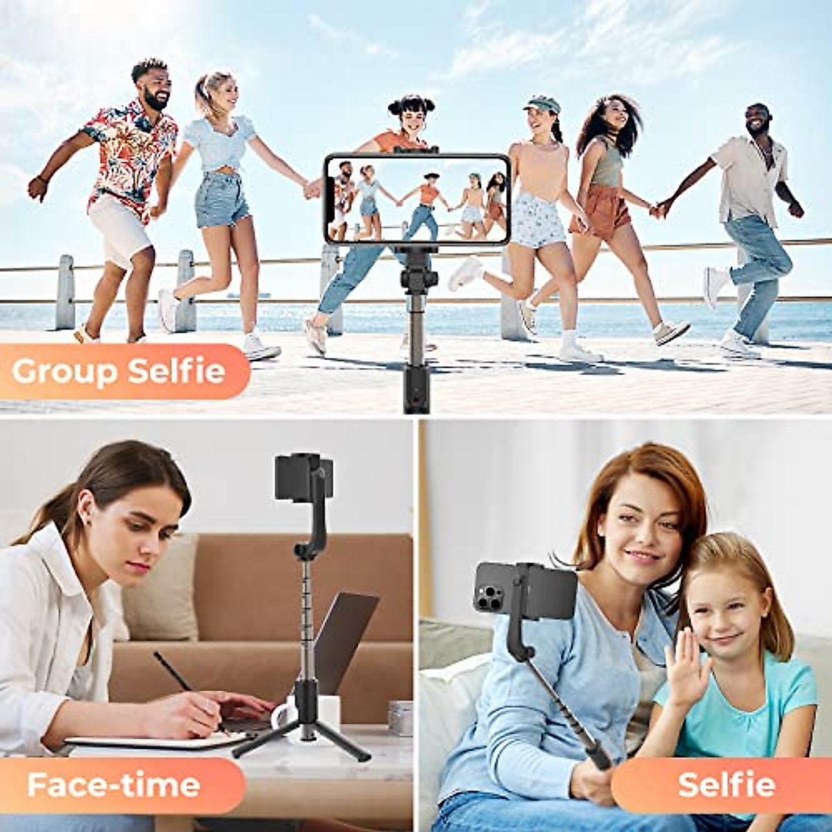 Sensyne 3 in 1 Selfie Stick, 40" Extendable Phone Tripod with Wireless Remote, Lightweight, Portable for Selfies, Video Recording, Live Stream, YouTube, TikTok, Compatible with All Cell Phones