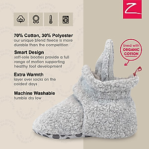 Zutano Cozie Fleece Baby Booties, Unisex Baby Shoes for Infants and Toddlers, 3M, Heather Gray