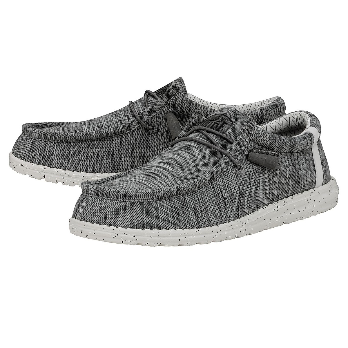 Hey Dude Men's Wally Stretch Stone White Size 10| Men's Loafers | Men's Slip On Shoes | Comfortable & Light-Weight