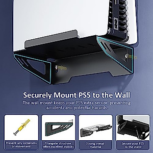 NexiGo PS5 Wall Mount Kit with Charging Station, Dual Controller Chargers, Steel Wall Stand, and Headphone Hanger - Compatible with Playstation 5 (Disc & Digital)