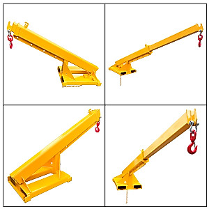 EQCOTWEA Adjustable Forklift Jib Boom Crane, Forklift Telescopic Arm, Forklift Mobile Crane, Forklift Telescopic Boom Attachment Towing Handling Equipment 3T/6600LB 63-98in Adjustable Boom