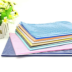 Fat Quarter Fabric Bundles Printed Calico Cloth Pre-Cut Quilting Cotton Twill Striped Printed Assortments,Craft Cloth Bundle Squares,DIY for Sewing Crafting Rose Flavor(Stripe 8pcs,18 by 20.5Inch)