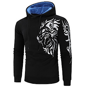 Muscularfit men's fashion hoodies & sweatshirts Graphic Hoodies Mens Sports Slim Fit Long Sleeve Pullover Workout Sweatshirts Crewneck Casual Shirts Fall Clothes mens big and tall hoodies Black XL