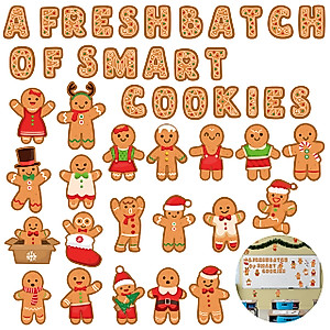 Haooryx 70Pcs Winter Christmas Mini Gingerbread Bulletin Board Classroom Decoration, Gingerbread Man Paper Cut-Outs Blackboard Border Decor for Christmas Party Home School Classroom Window Wall Decor