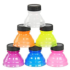 HOME-X Plastic Soda Can Cap, Reusable Soda Can Drink Lids, Colorful Covers for Soft Drinks, 2 ¼" Diameter x 2 ¼ “ H, Set of 6, Multi Colors