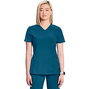 Cherokee Infinity Women Scrubs Top V-Neck CK865A, M, Caribbean Blue