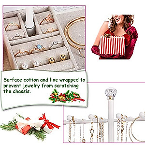 Meangood Jewelry Tree Stand Organizer 3in1 Necklace Organizer Display Bracelet Earrings and Ring Tray Jewelry Holder Hanger Metal（White）