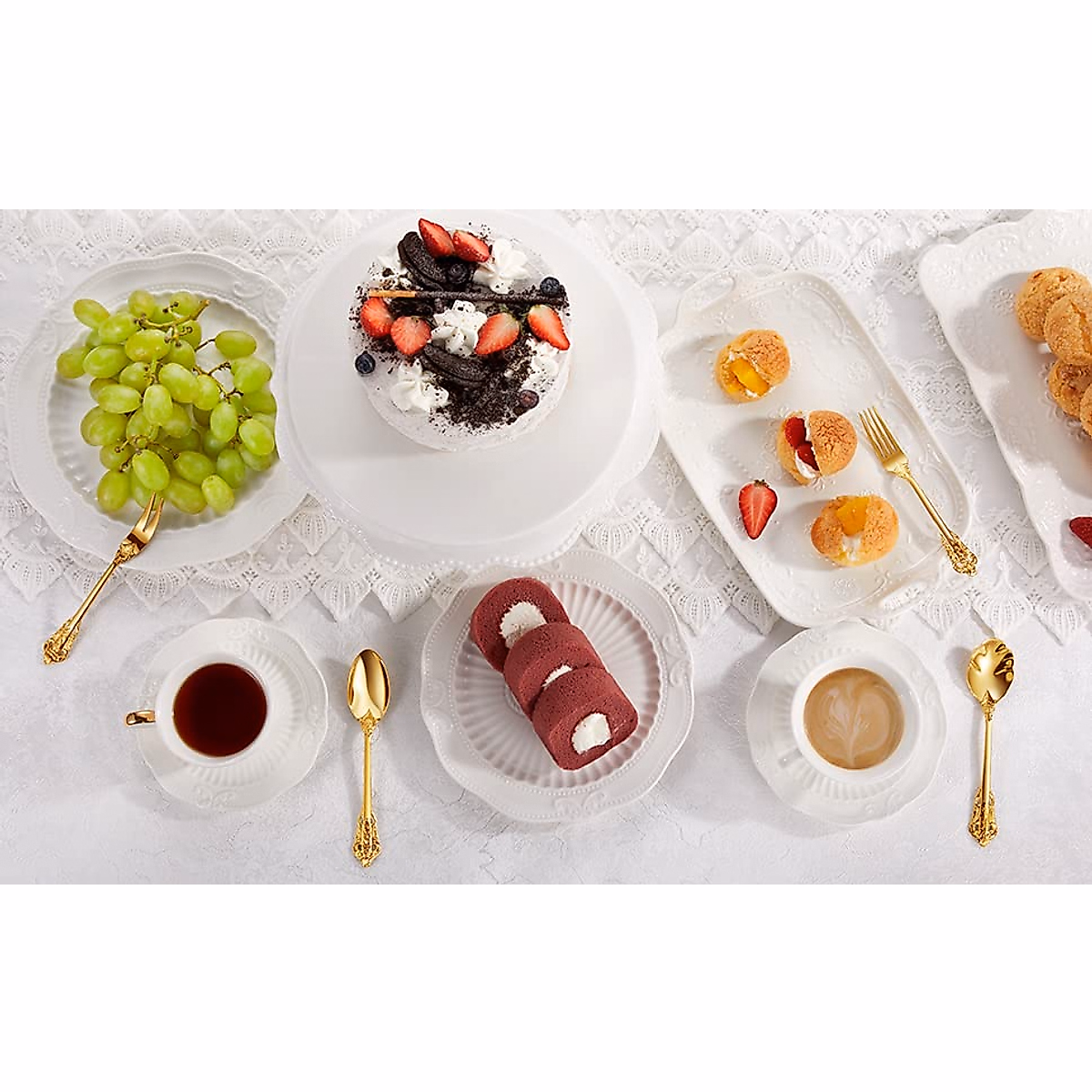 KEAWELL Luxury 6.3" Teaspoons, 18/10 Stainless Steel, Gorgeous Small Spoons, Stirring, Mixing, Sugar, Cake, Dessert Spoons, Mini Antipasto spoons (Gold)