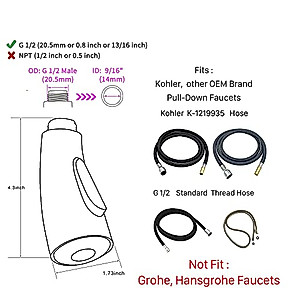 Weirun Kitchen Faucet Pull-Out Spray Head Replacement Part, Brushed Nickel